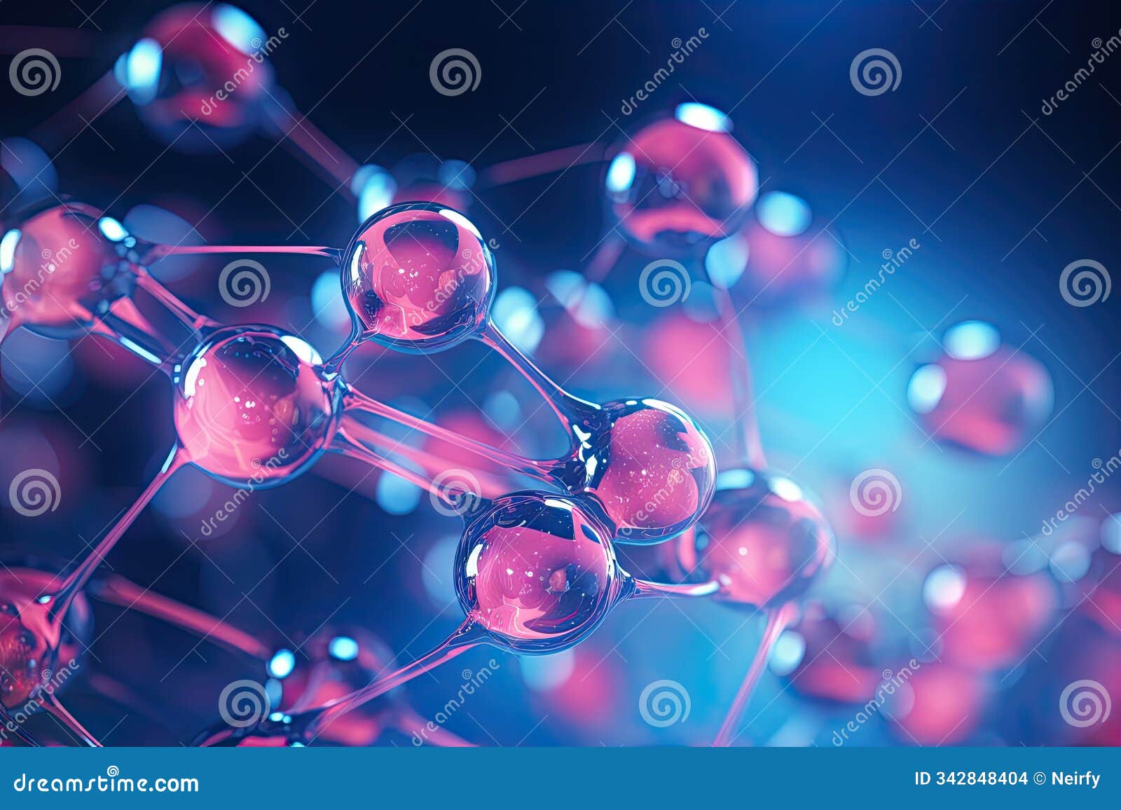 Molecules with Transparent Shields Around Main Atom. Science Concept ...