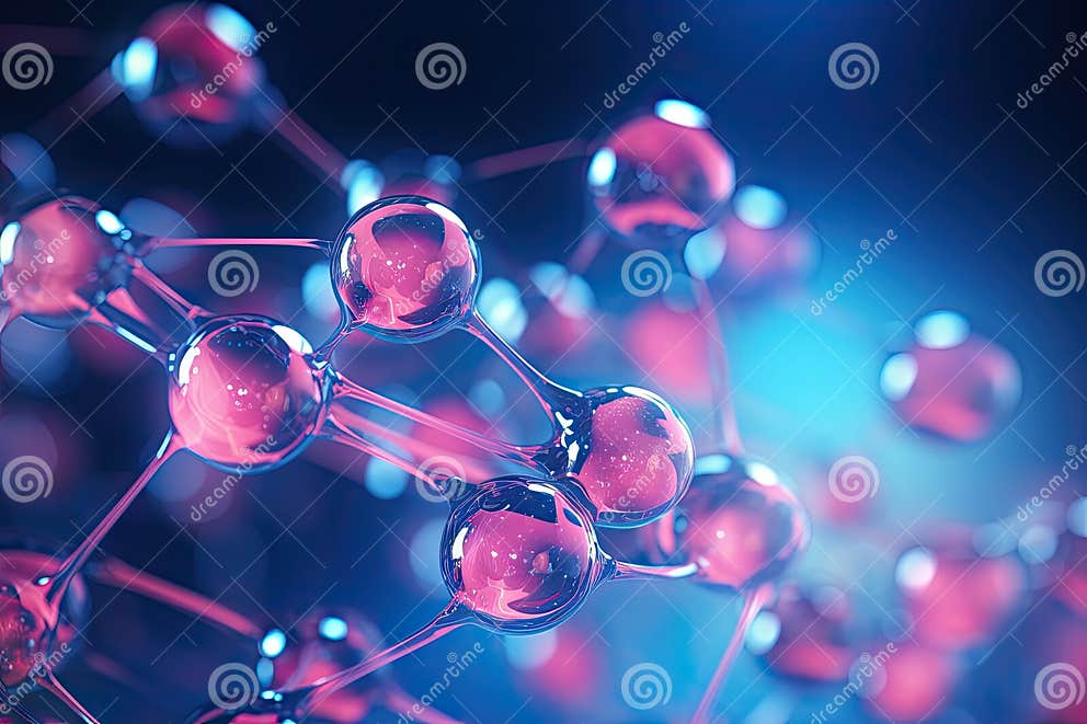 Molecules with Transparent Shields Around Main Atom. Science Concept ...