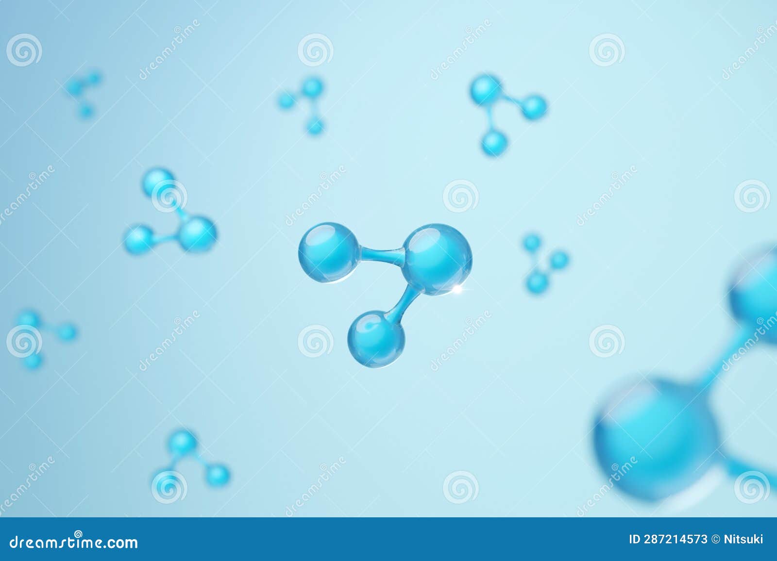Molecules Water Atom on Blue Background Stock Illustration ...