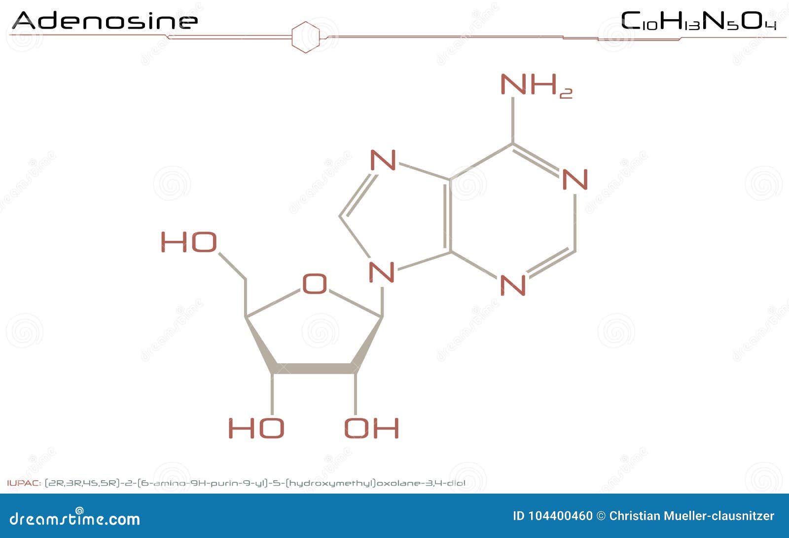 Molekyl av Adenosine vektor illustrationer. Illustration av formel ...