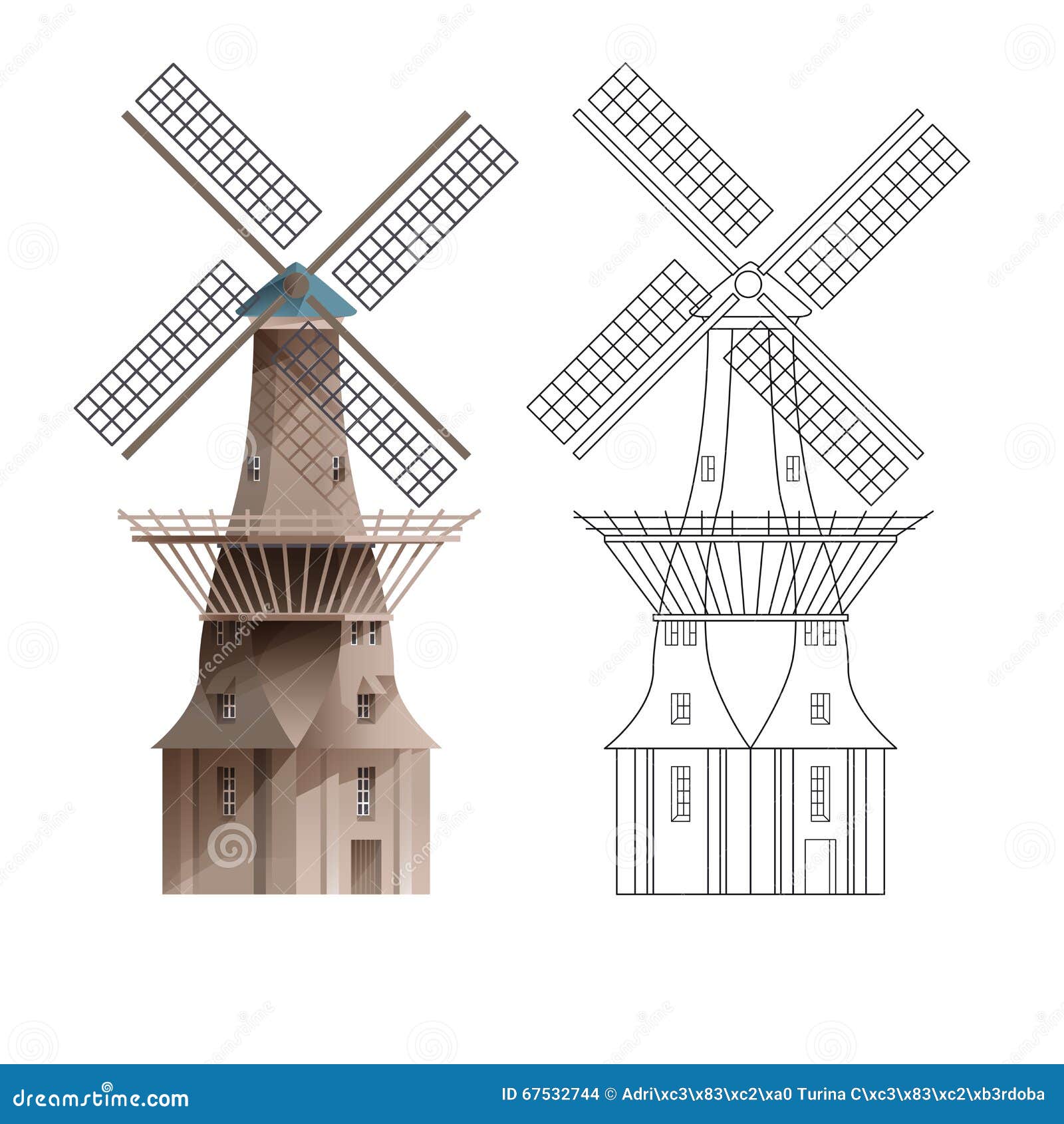 MOLEN DE GOOYER, Amsterdam. Stock Vector - Illustration of line, molen ...