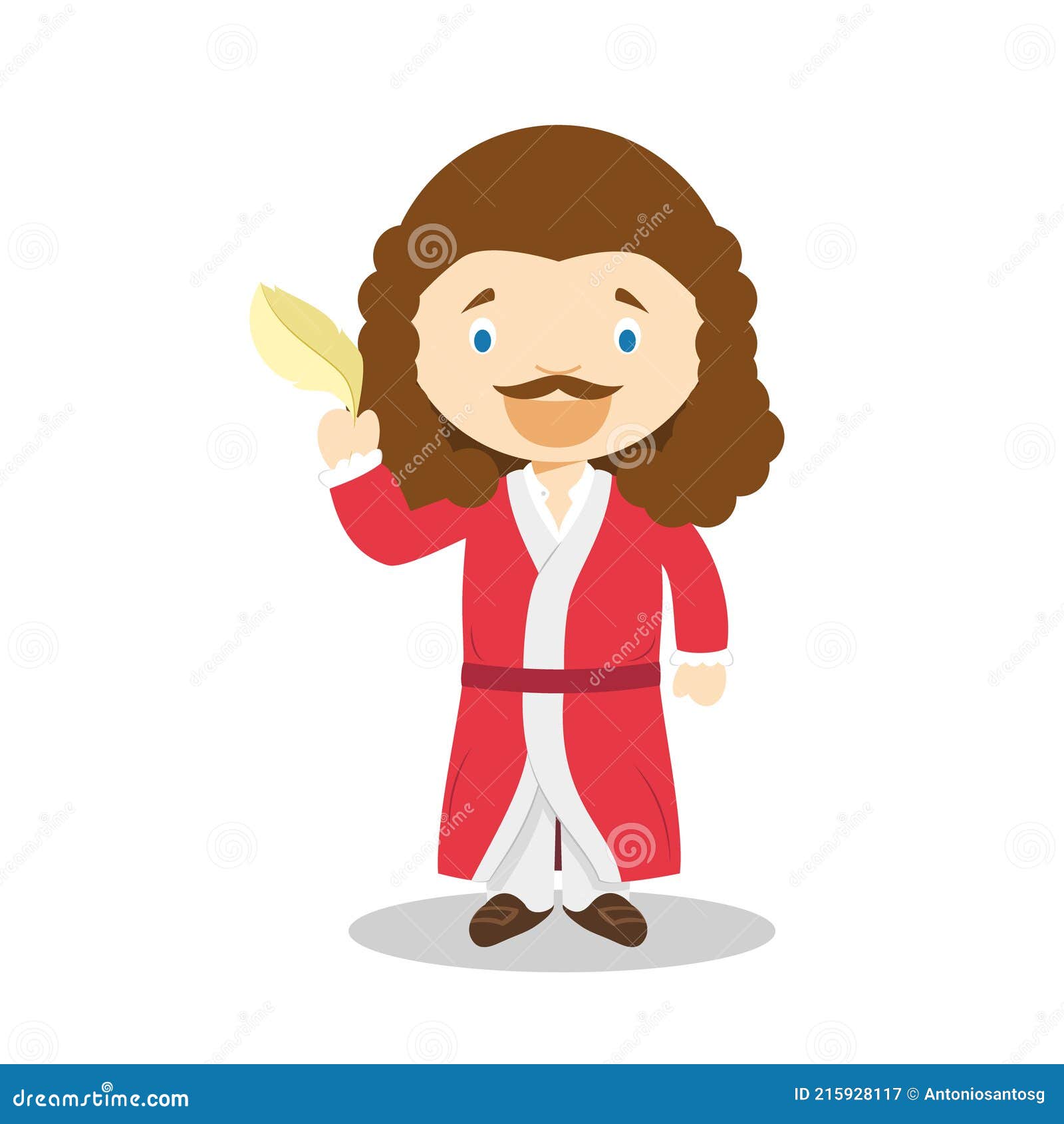 Moliere Cartoon Character. Vector Illustration. Kids History Collection ...