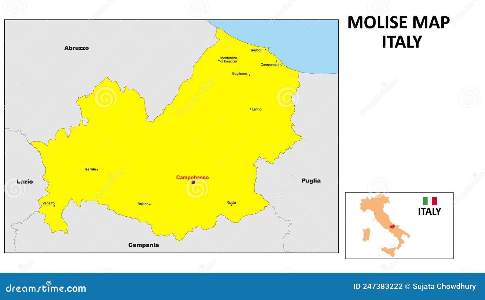 Molise Map. State And District Map Of Molise. Political Map Of Molise ...