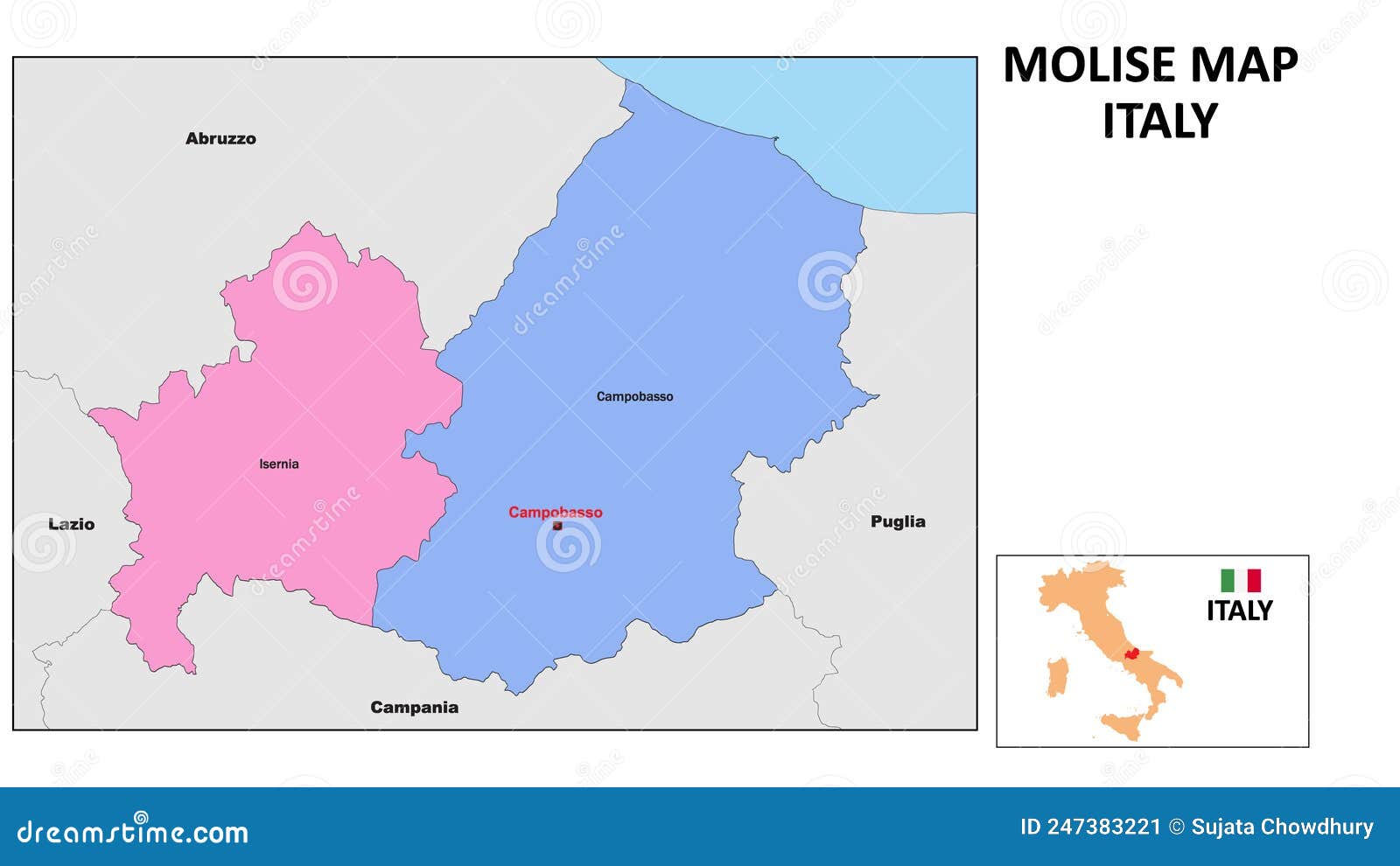 Molise Map. State and District Map of Molise Stock Vector ...