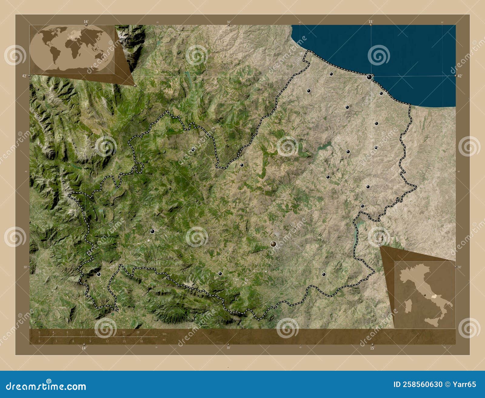 Molise, Italy. Low-res Satellite. Major Cities Stock Illustration ... Molise, Italy. Low-res Satellite. Major Cities Stock Illustration ...
