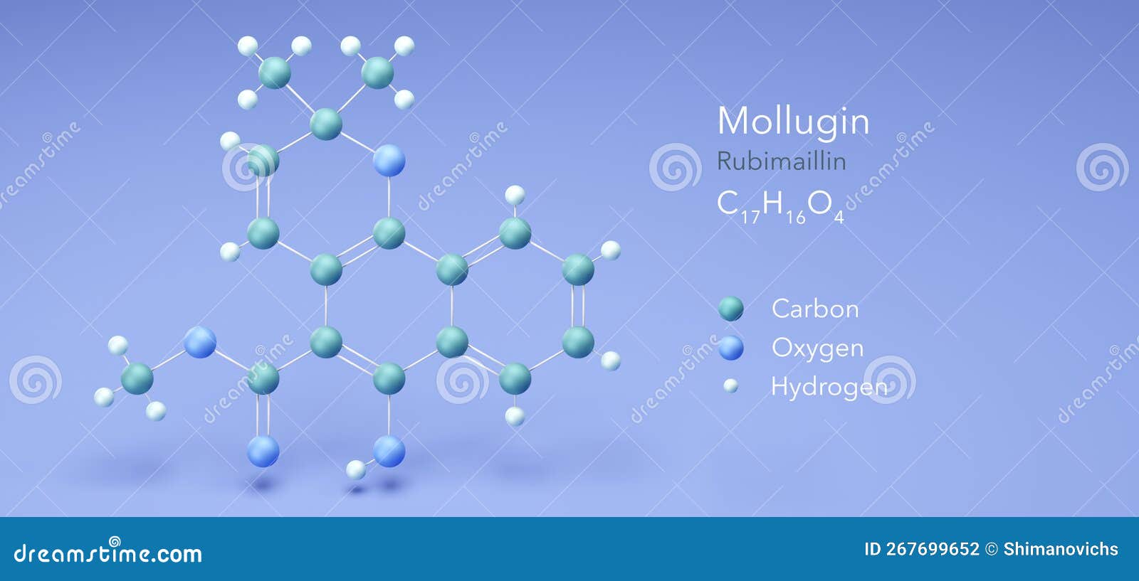 Mollugin Molecule, Molecular Structures, Rubimaillin 3d Model ...