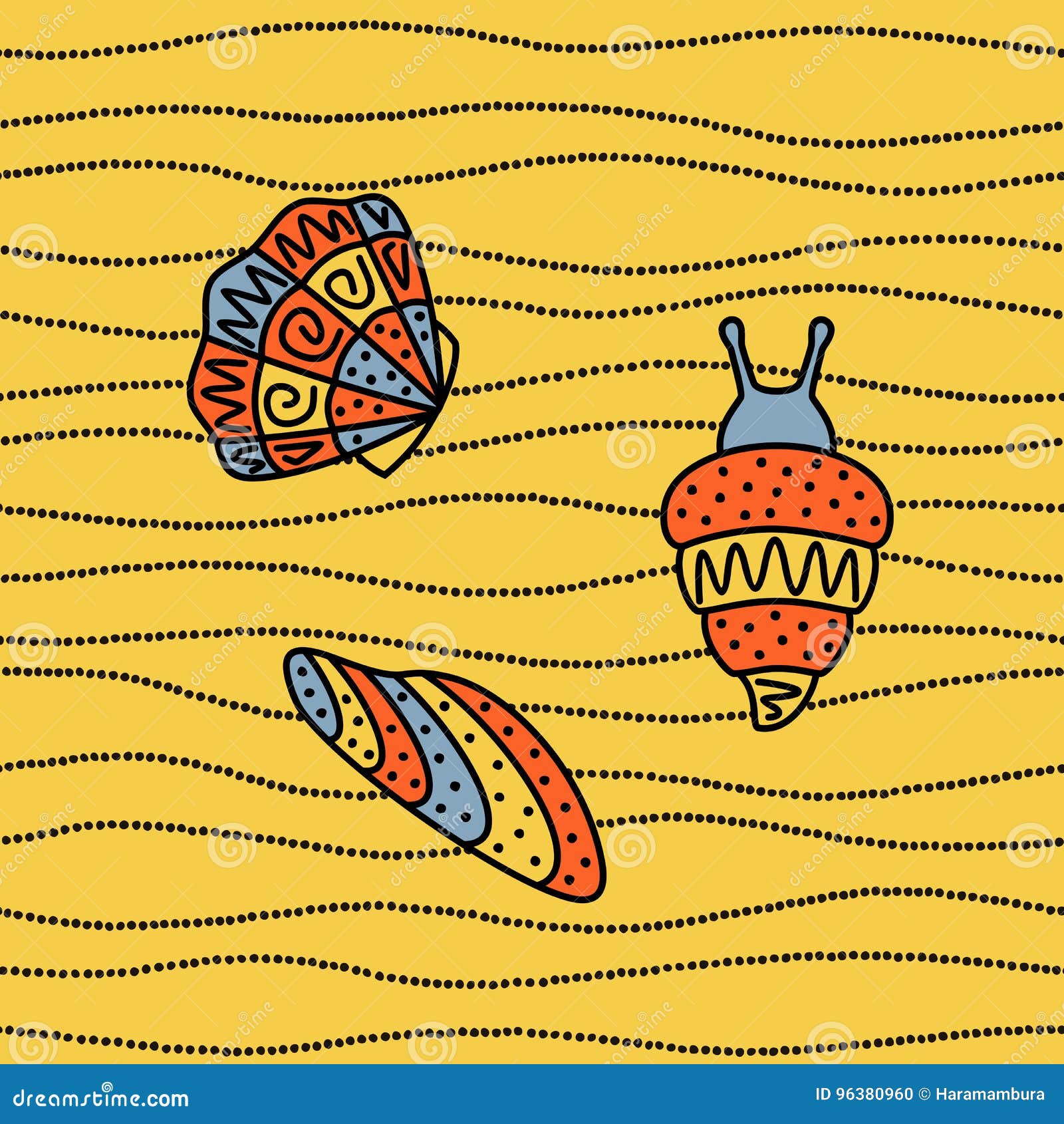 Mollusk stock vector. Illustration of emblem, seaweed - 96380960