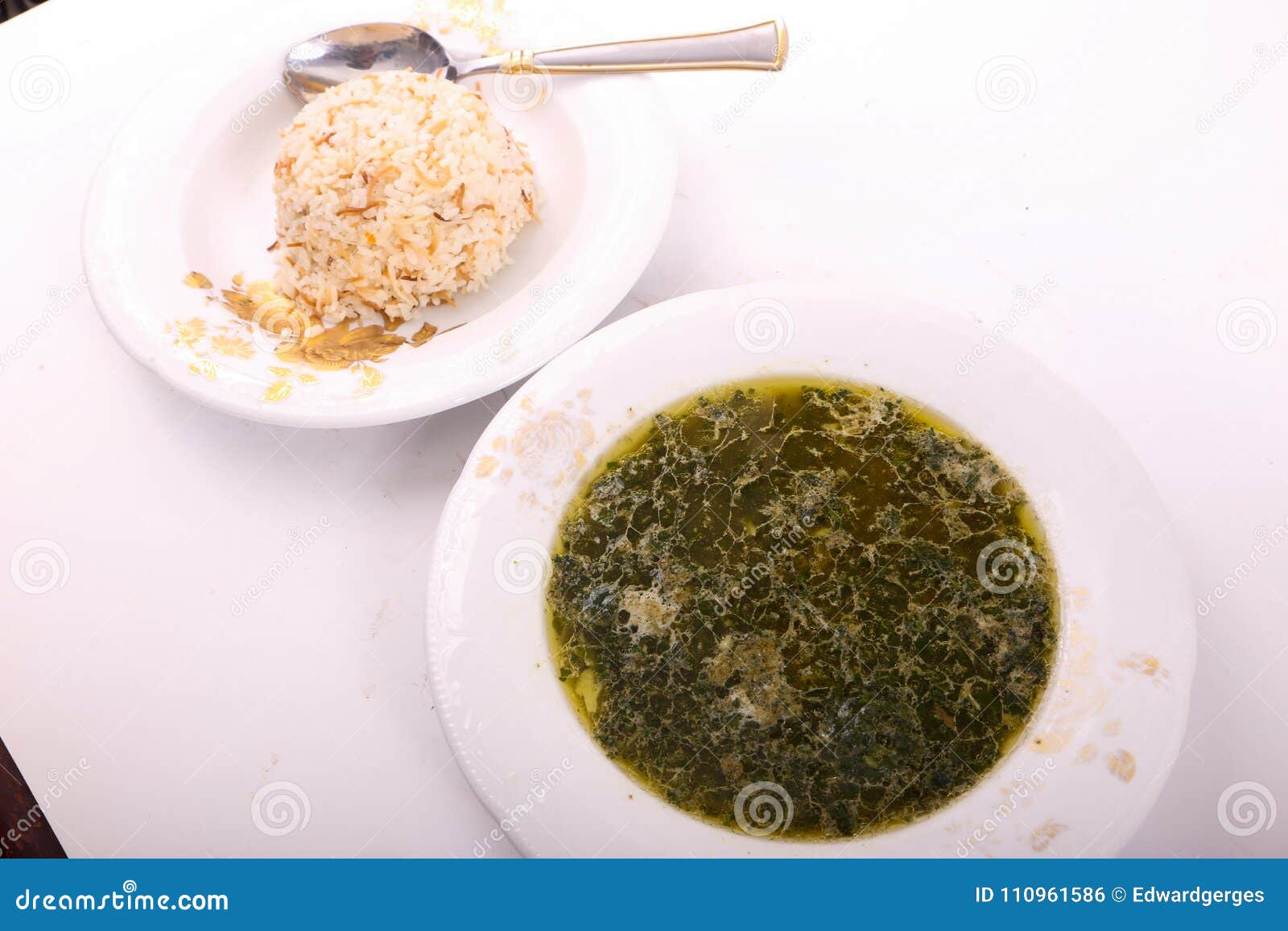 Molokhia Avec La Recette D'Egyptien De Riz Photo stock - Image du ...