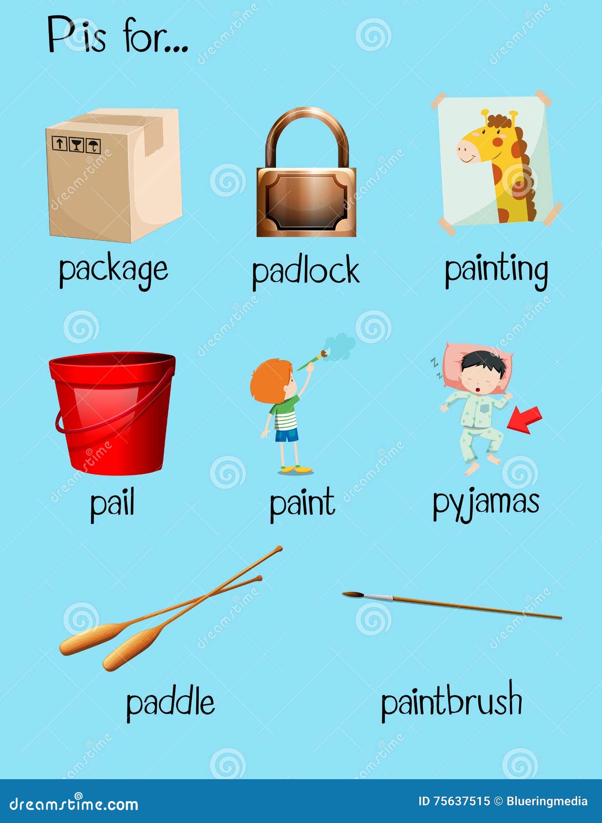 Molte Parole Cominciano Con La Lettera P Illustrazione Vettoriale ...