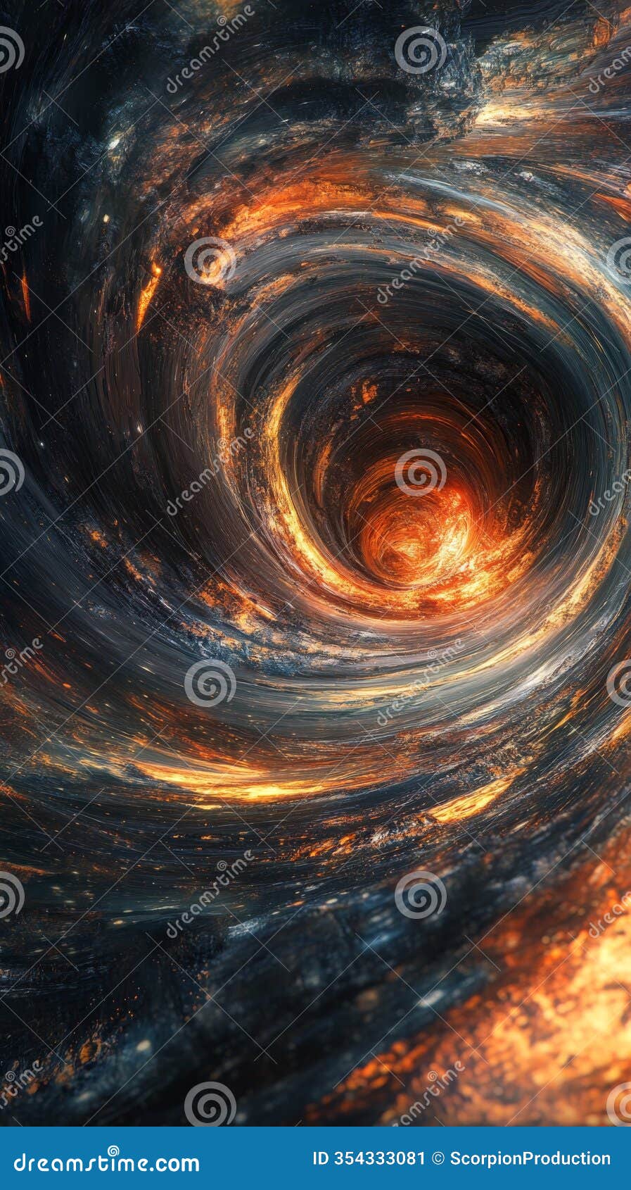 Molten Cosmic Vortex with Fiery Textures and Depth Stock Image - Image ...