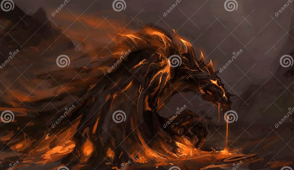 Molten dragon stock illustration. Illustration of hell - 23330512