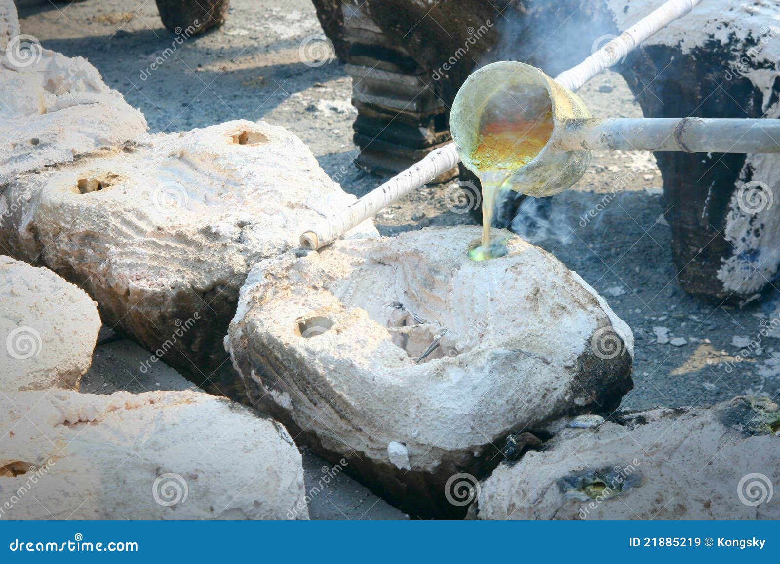Molten Gold Being Poured Into Ingot Moulds. Molten Gold Being Poured ...