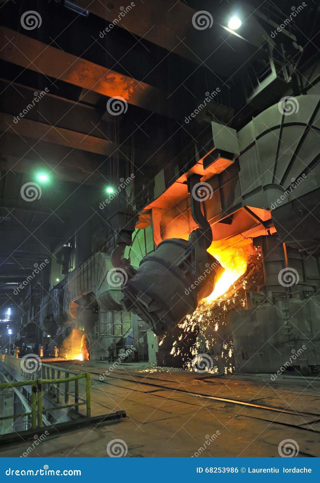 Molten hot steel pouring stock photo. Image of ladle - 68253986
