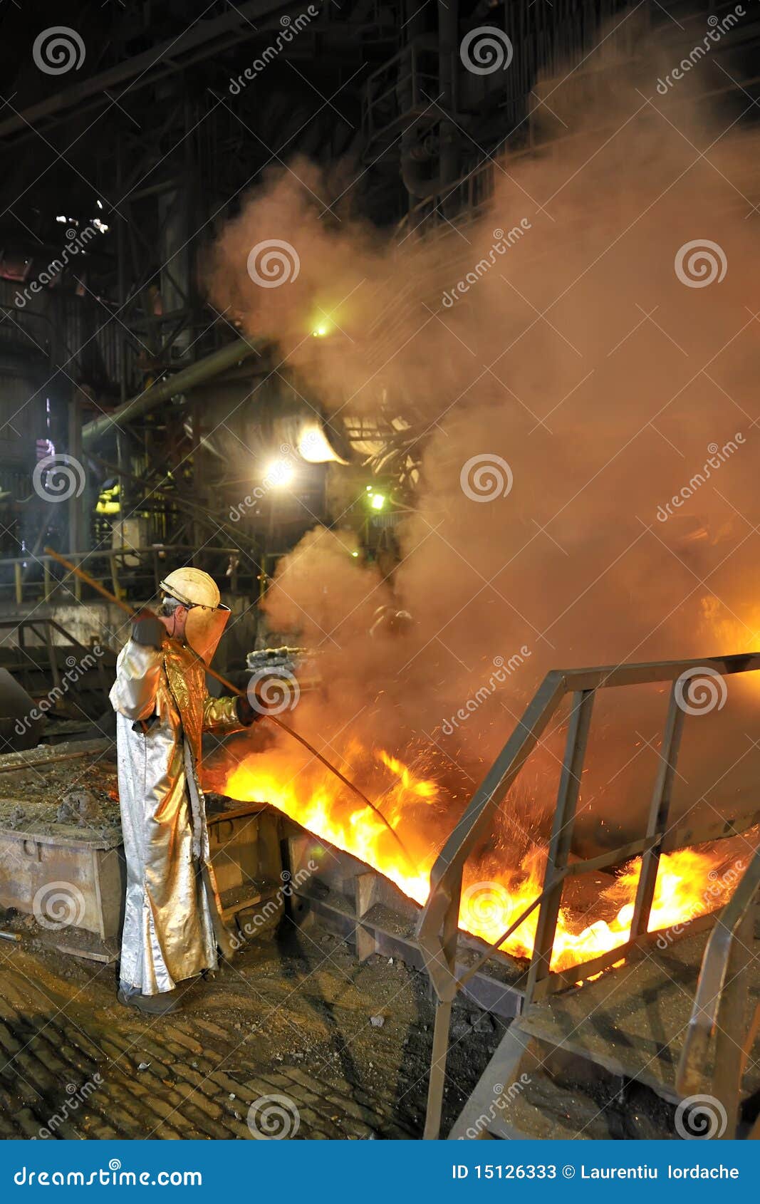 Molten Hot Steel Pouring and Worker Stock Image - Image of leek ...