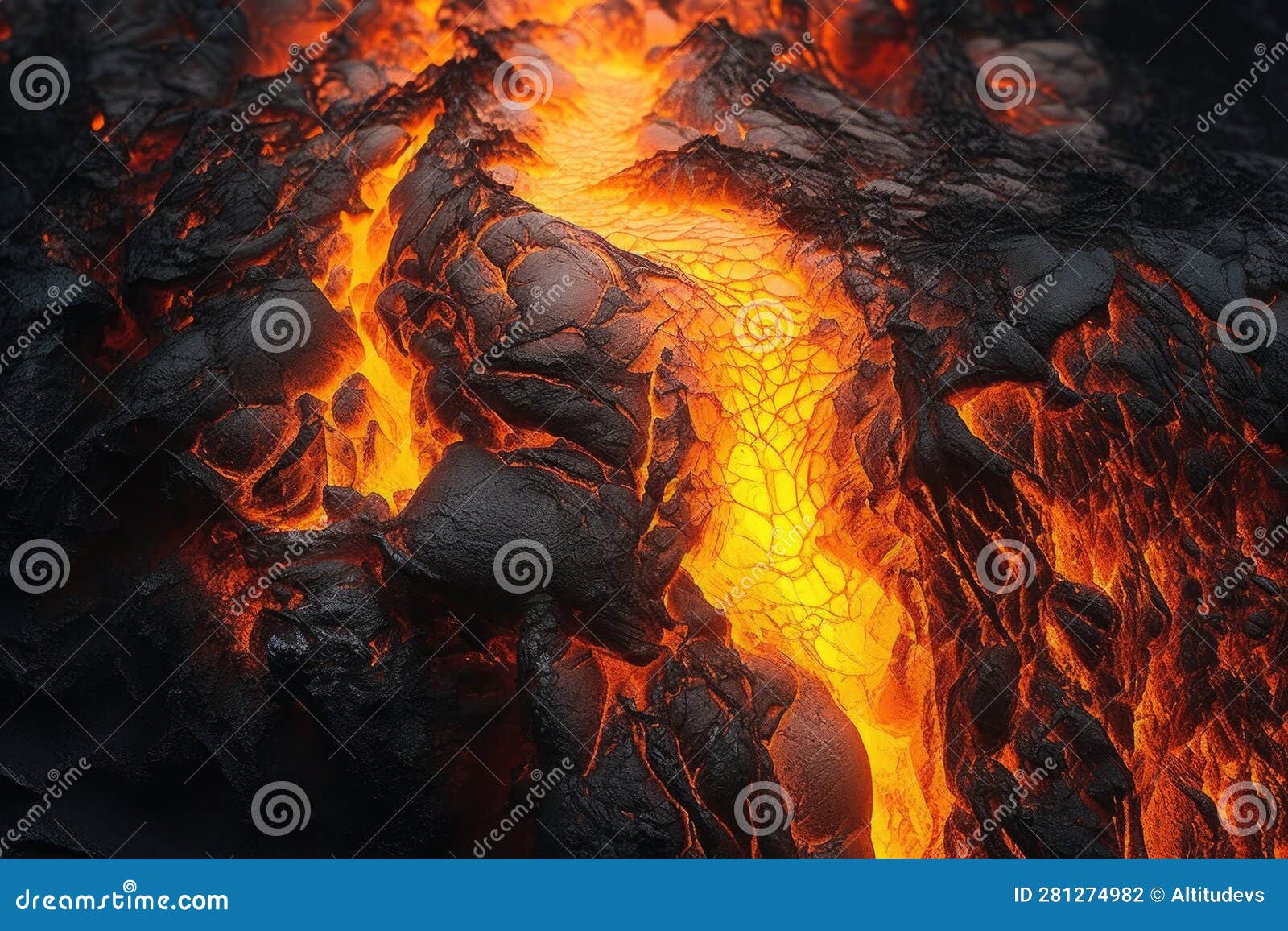 Molten Lava Breaking through the Earths Crust, Close-up Stock Illustration - Illustration of ...