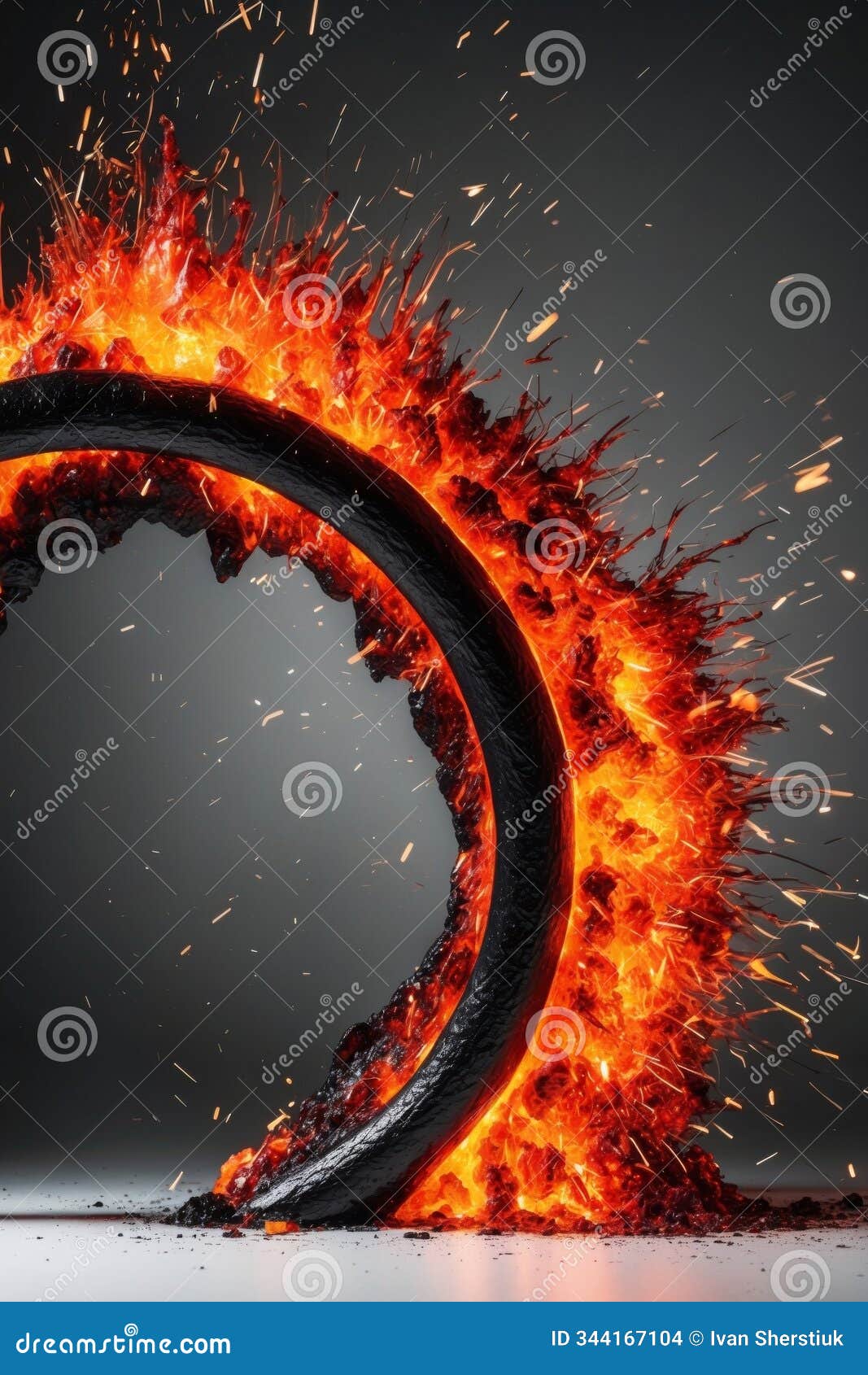 Molten Lava Frame with Glowing Embers and Sparks. Stock Photo - Image ...