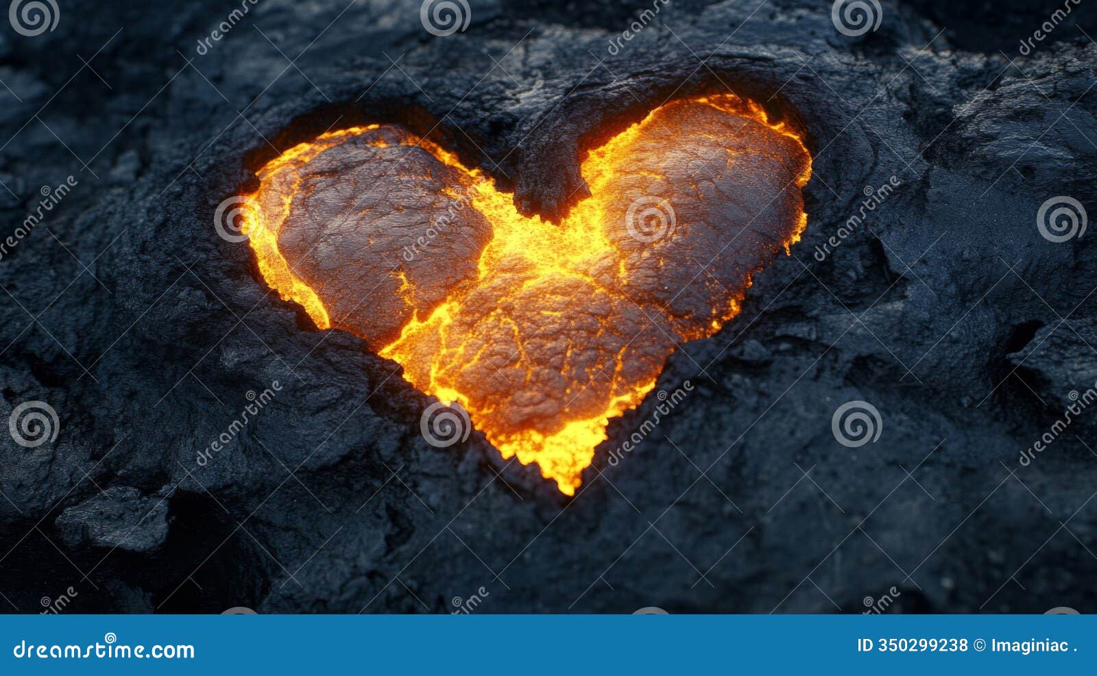 Molten Lava Heart Formed in Volcanic Rock Stock Illustration ...