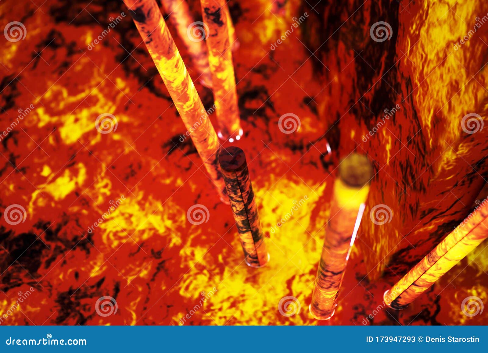 Molten Magma Hot Lava with Rods Texture Stock Image - Image of lava ...