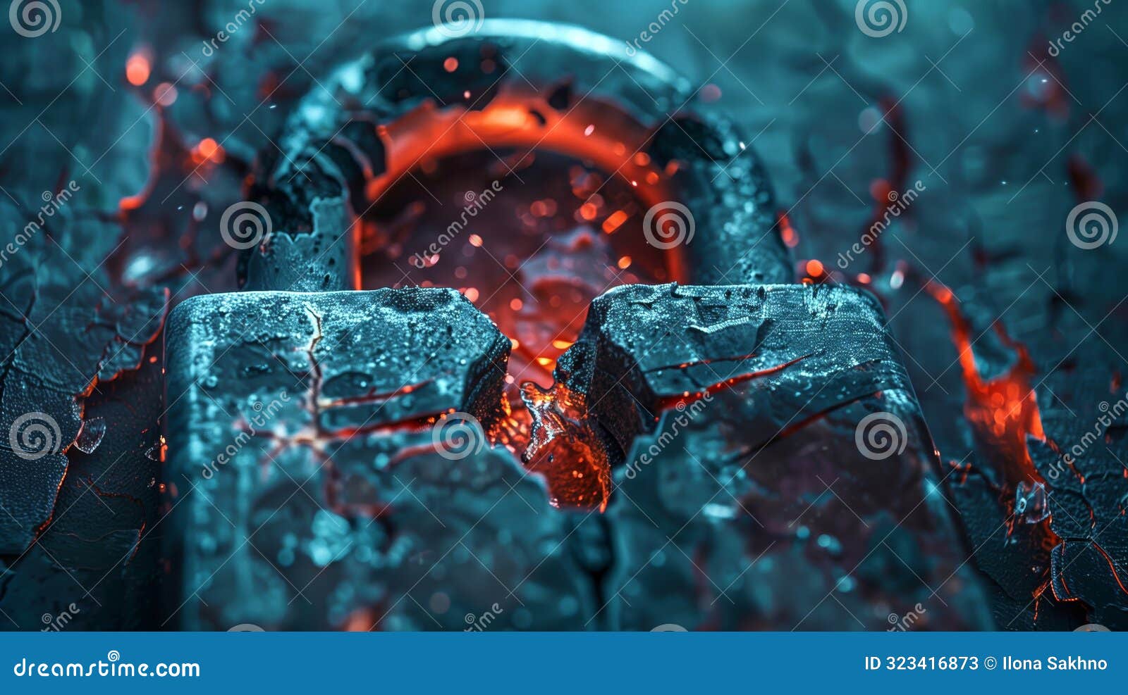Molten Metal Lock Breaking in Cybersecurity Context Stock Illustration ...