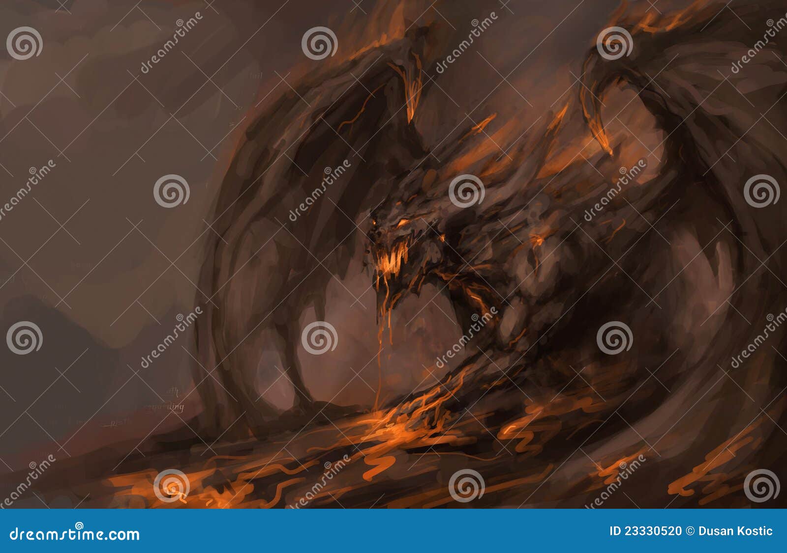 Molten roch dragon stock illustration. Illustration of dragon - 23330520