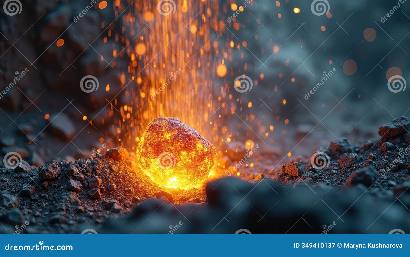 Molten Rock Bursts from Earth. Extraction Process Shows Intense Heat ...