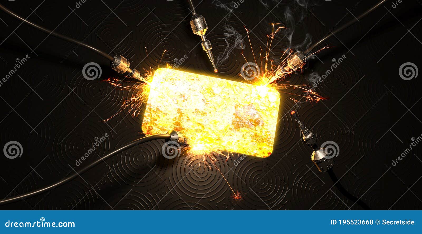 Molten Steel Block Carved by Lasers Stock Illustration - Illustration ...