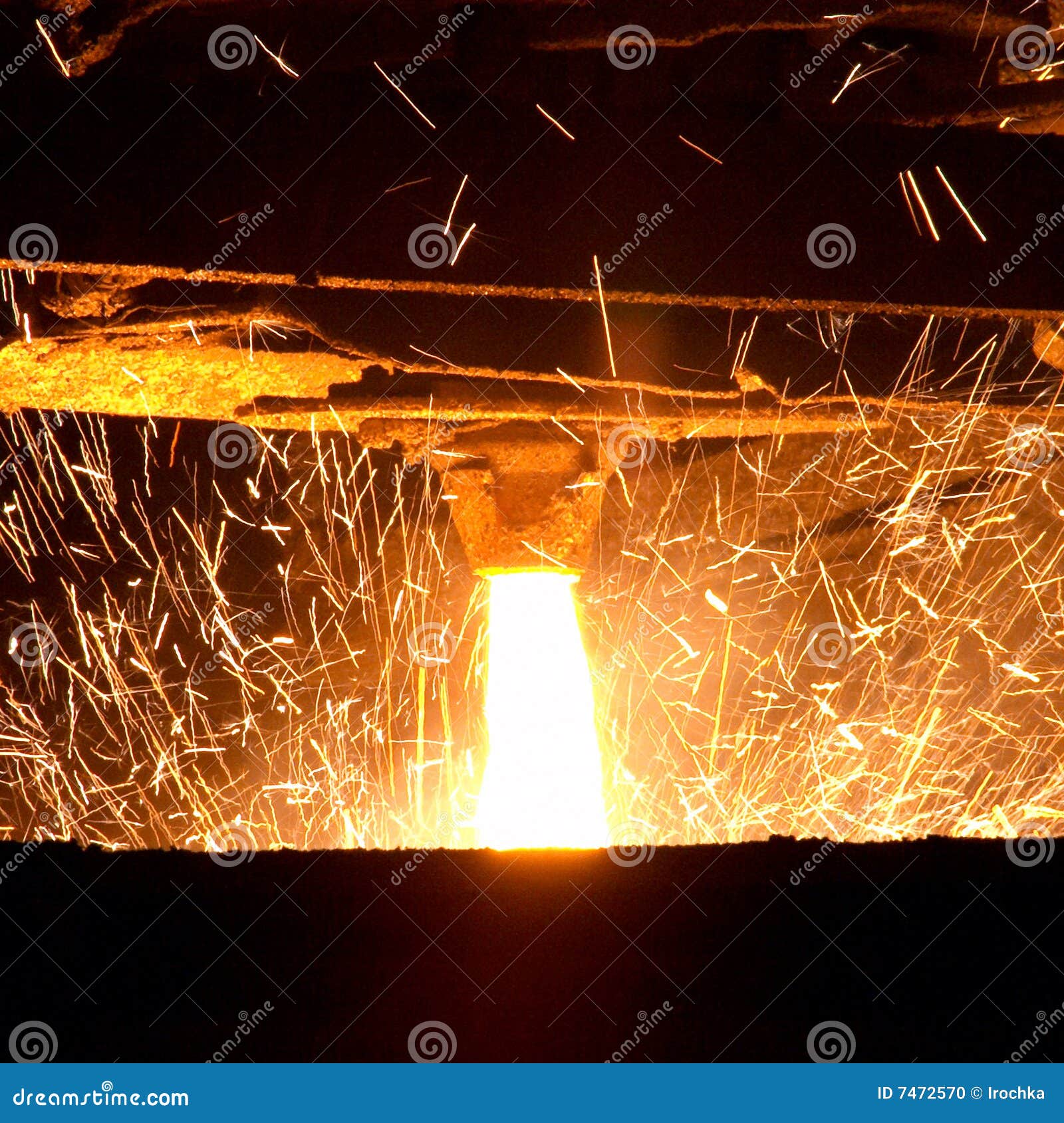 Molten steel pouring stock photo. Image of blast, metal - 7472570