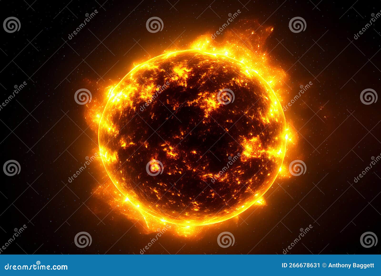 Molten Surface of the Sun with a Solar Flare Stock Illustration ...