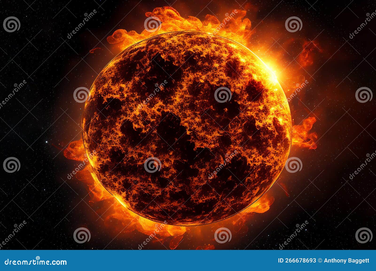 Molten Surface of the Sun with a Solar Flare Stock Illustration ...