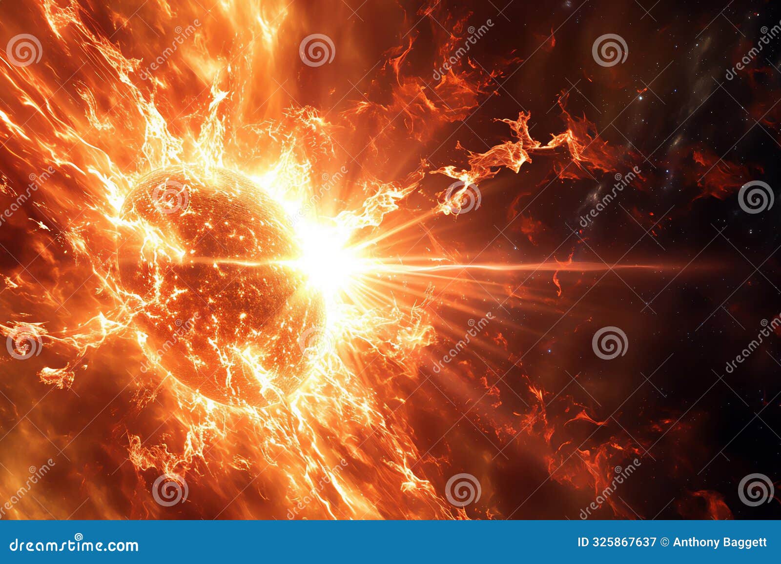 Molten Surface of the Sun with a Solar Flare Stock Illustration ...