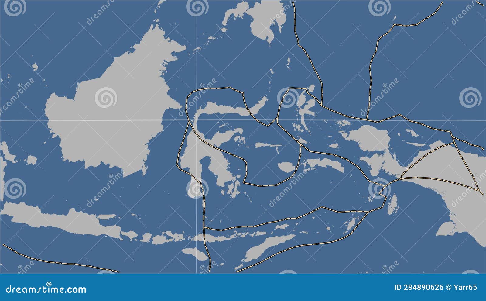 Molucca Sea Plate - Boundaries. Contour Map Stock Illustration ...