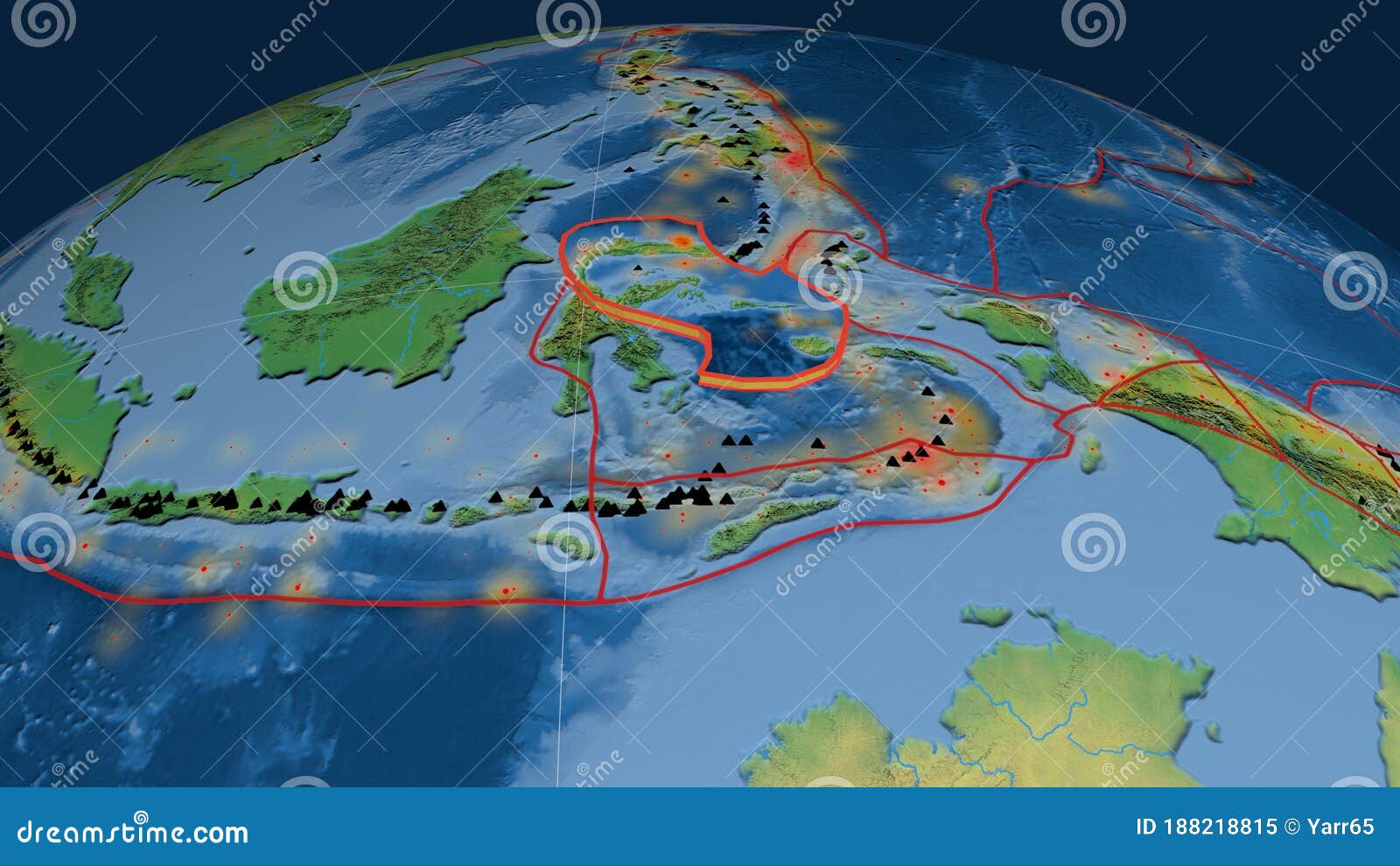 Molucca Sea Plate Extruded - Natural Earth Stock Illustration ...