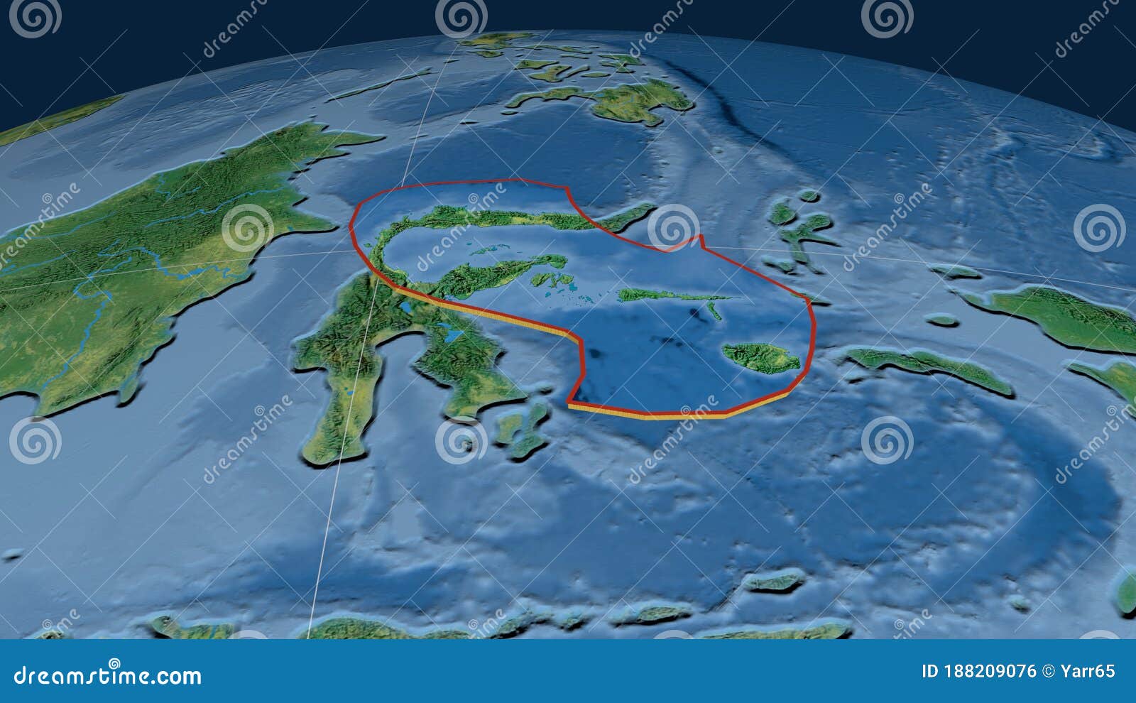Molucca Sea Plate Extruded - Topographic Stock Illustration ...