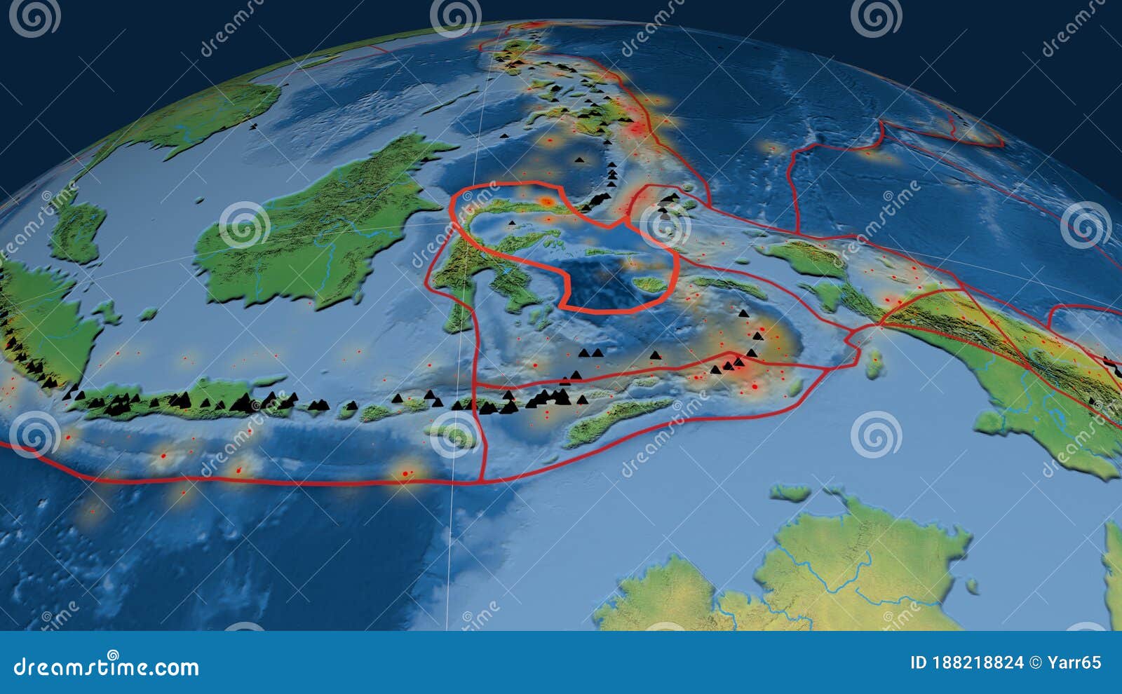 Molucca Sea Plate Outlined - Natural Earth Stock Illustration ...