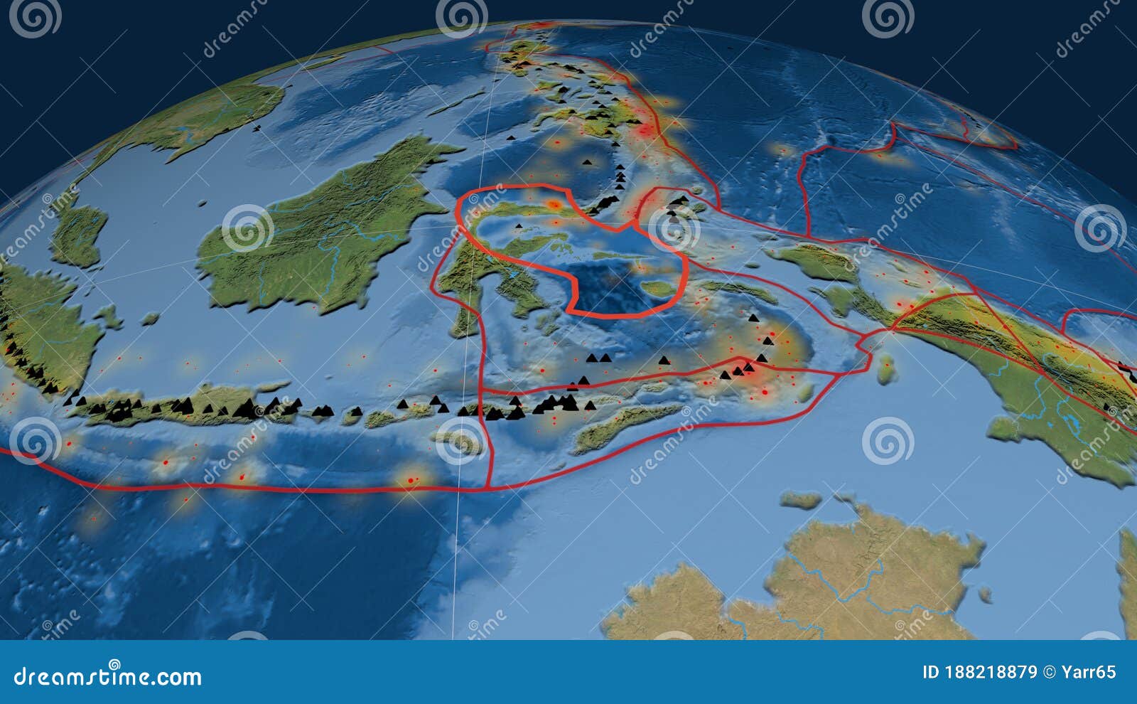 Molucca Sea Plate Outlined - Satellite Stock Illustration ...