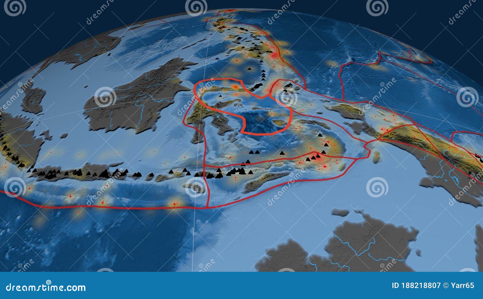 Molucca Sea Plate Outlined - Topo and Bathy Stock Illustration ...