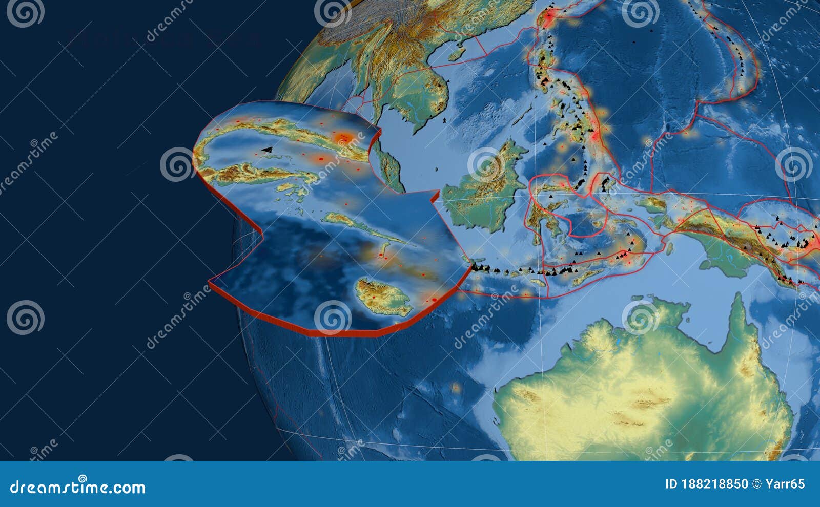 Molucca Sea Plate Presented - Relief Stock Illustration - Illustration ...