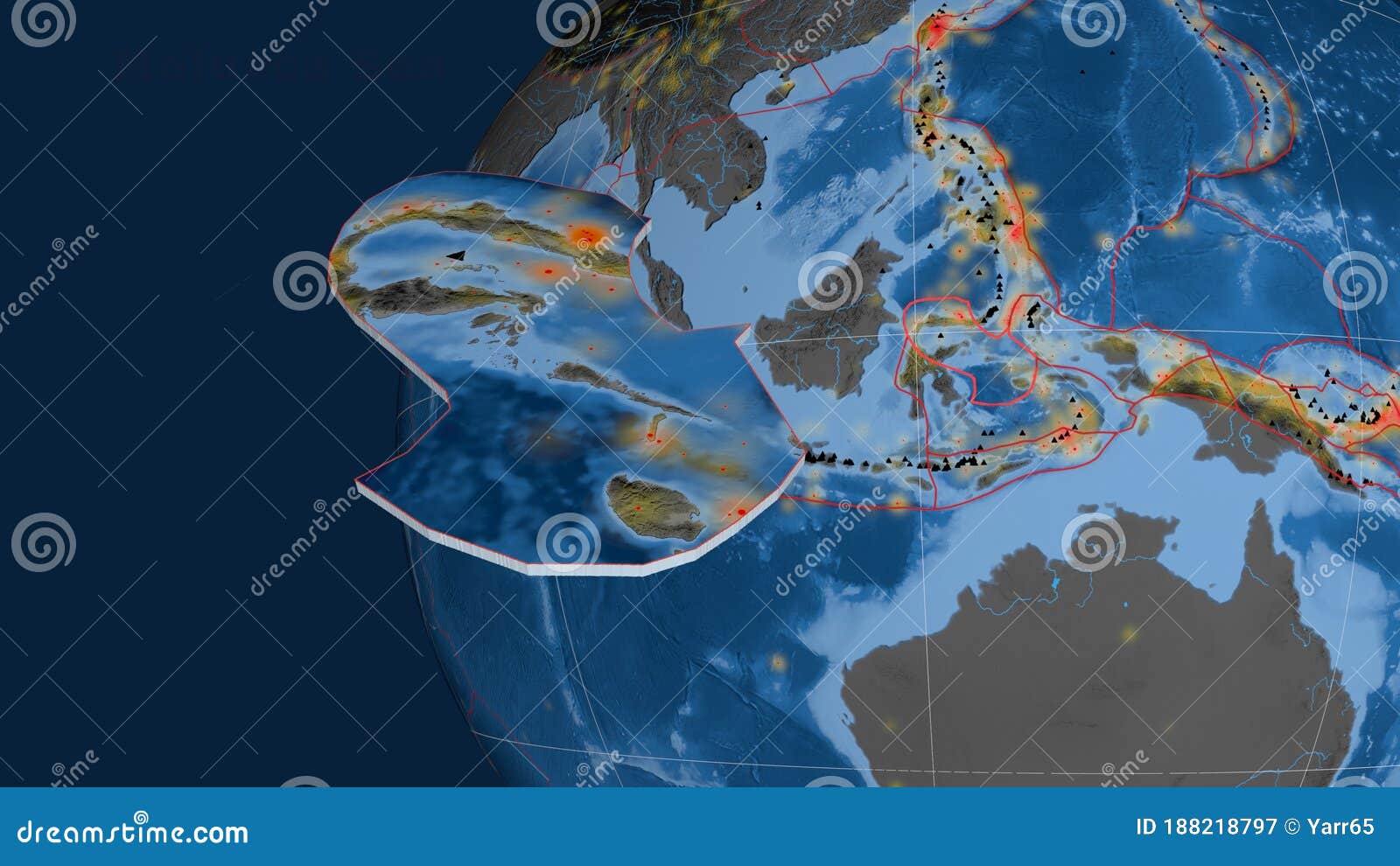 Molucca Sea Plate Presented - Topo and Bathy Stock Illustration ...