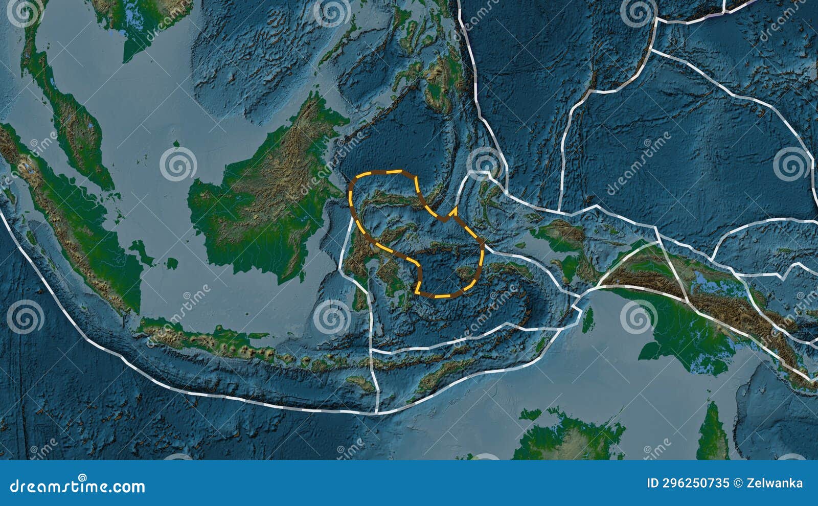 Molucca Sea Plate Dashed. Fahey. Physical Stock Illustration ...