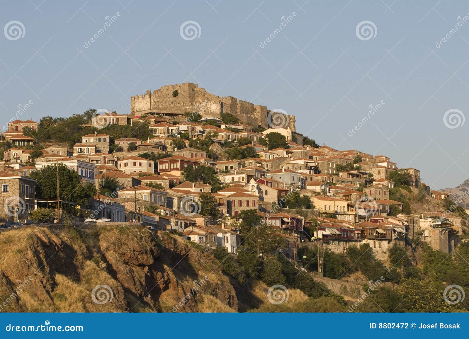 Travel In Lesvos Island - View Of Beautiful Molyvos Molivos Town. Best ...