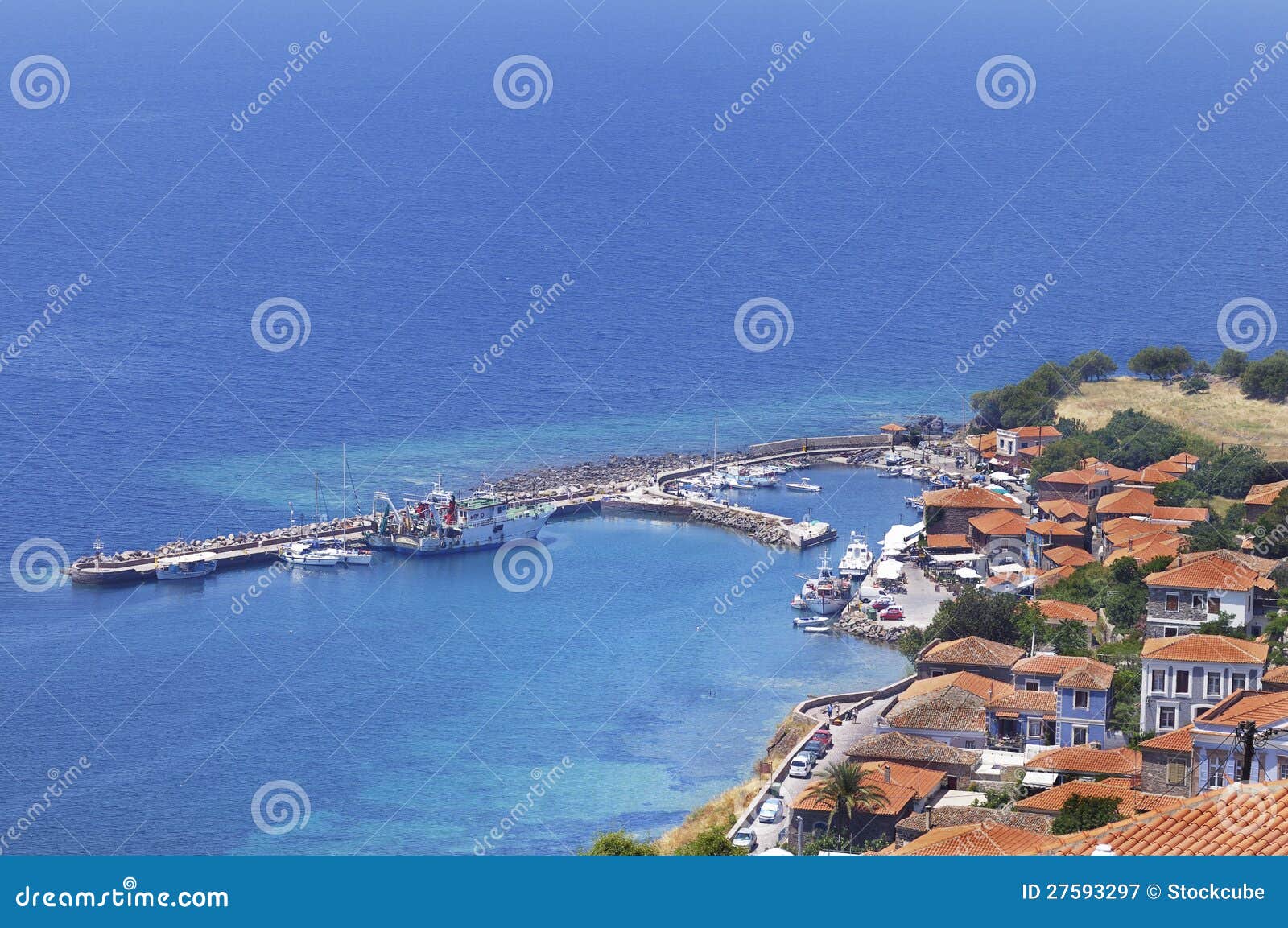 Molyvos or Mithymna, Lesbos, Greece. Stock Image - Image of famous ...