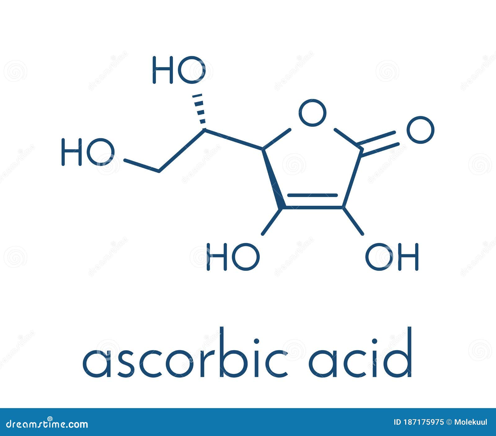 Molécule D'acide Ascorbique D'ascorbate De Vitamine C. Formule Squelettique. Illustration de ...
