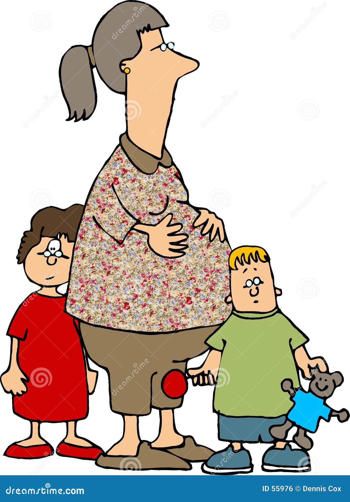 Mom and 2 kids stock illustration. Illustration of daughter - 55976