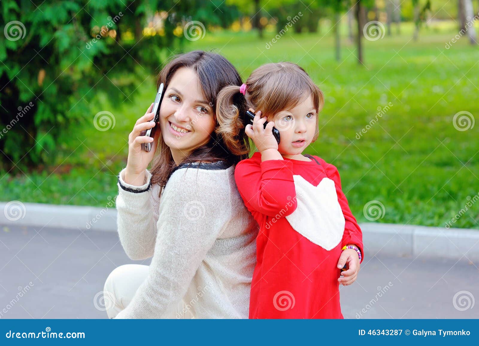 Mom with Baby Talking on Phone Stock Image - Image of business, adult ...