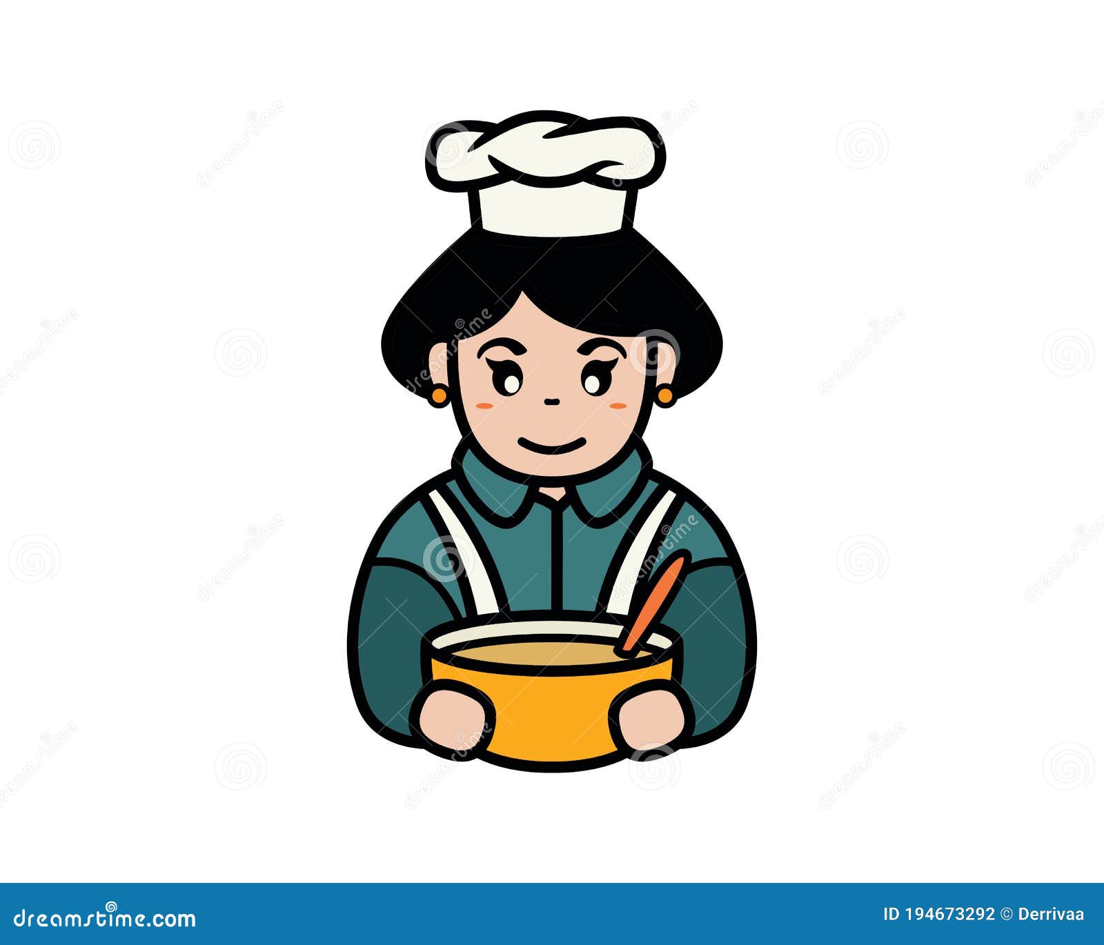 Mom Chef with Her Cake Dough Illustration Stock Vector - Illustration ...