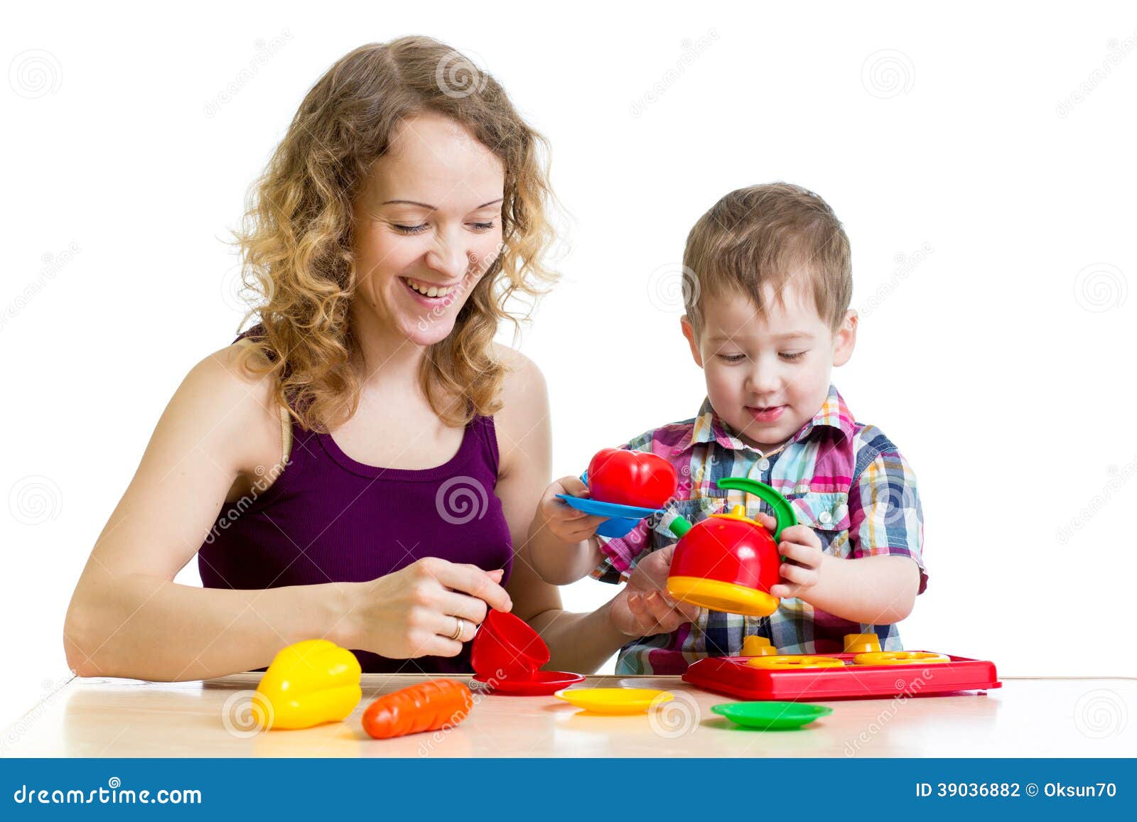 Mom and Child Boy Playing Together Stock Photo - Image of interested ...
