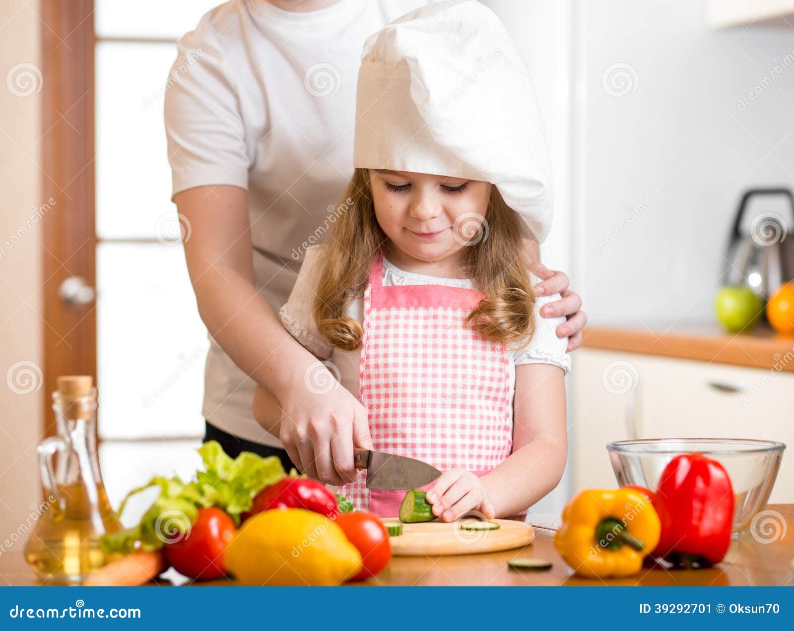 Mom and Child Cook at Kitchen Stock Image - Image of child, knife: 39292701