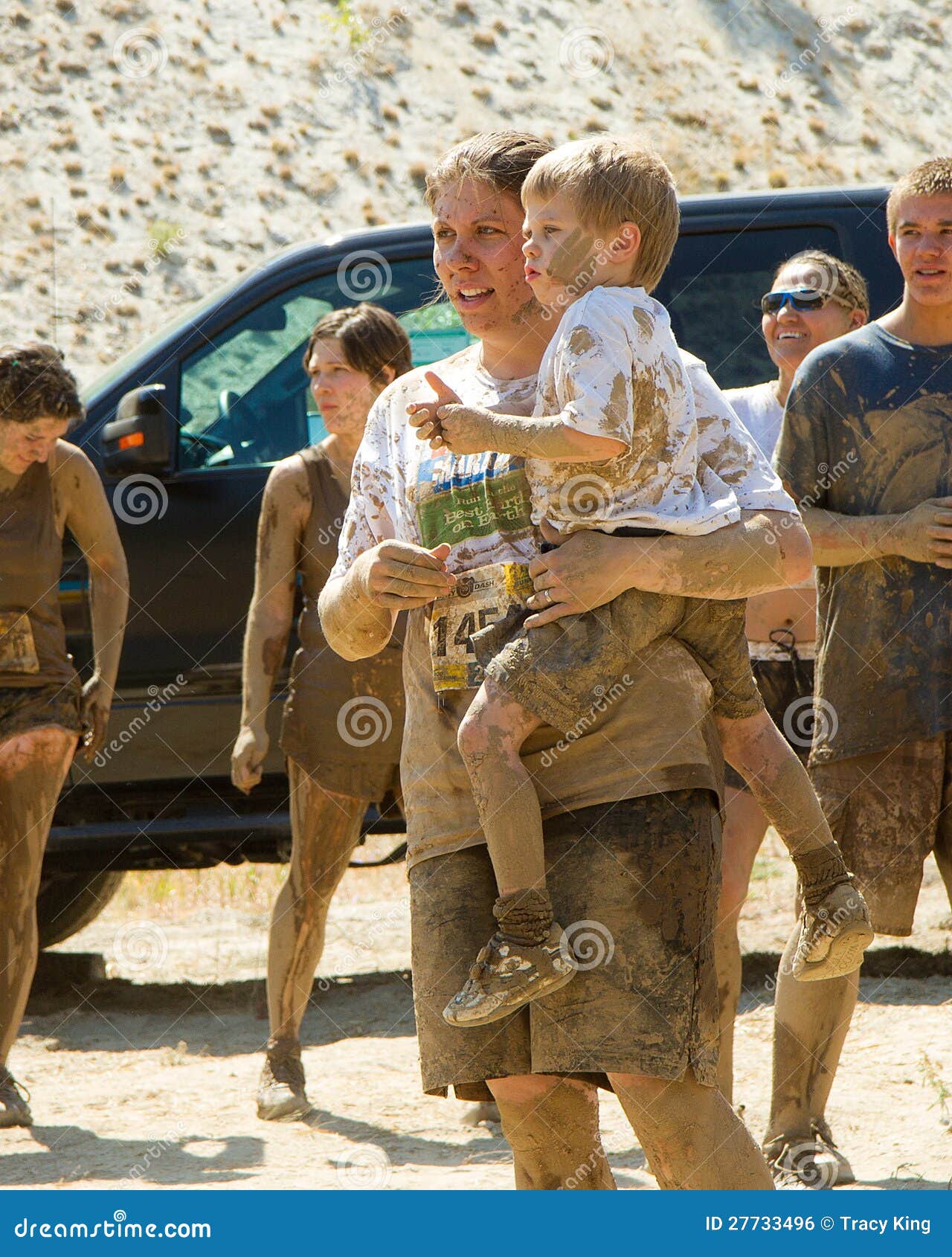 Mom and Child Enjoying the Day at the Mud Race Editorial Photo - Image ...