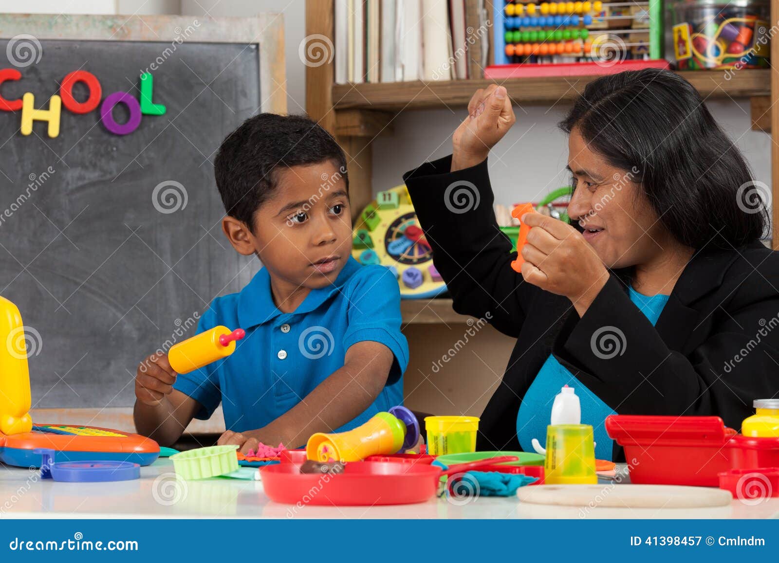 Mom and Child in Home School Setting Stock Image - Image of playing ...