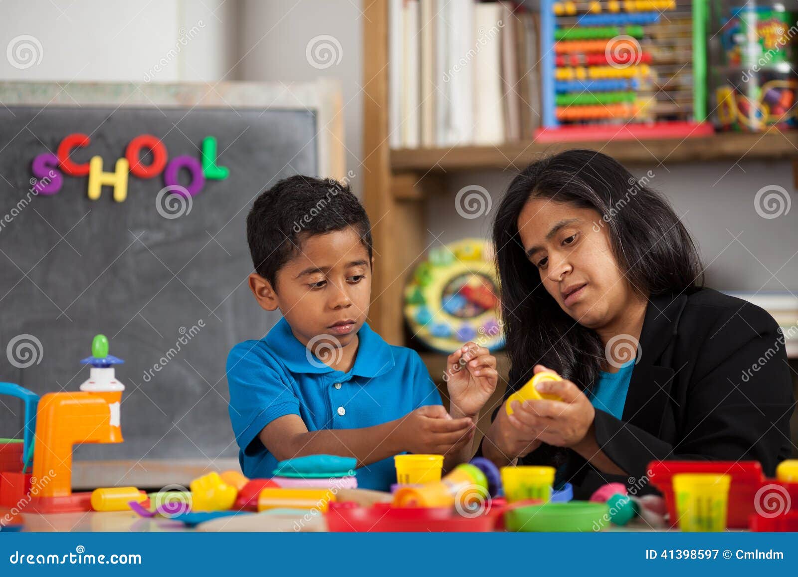 Mom and Child in Home School Setting Stock Image - Image of creating ...